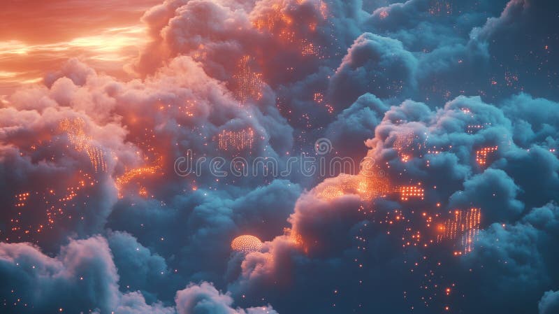 Ethereal Cloud Computing Concept with Data Storage Visualization Stock ...