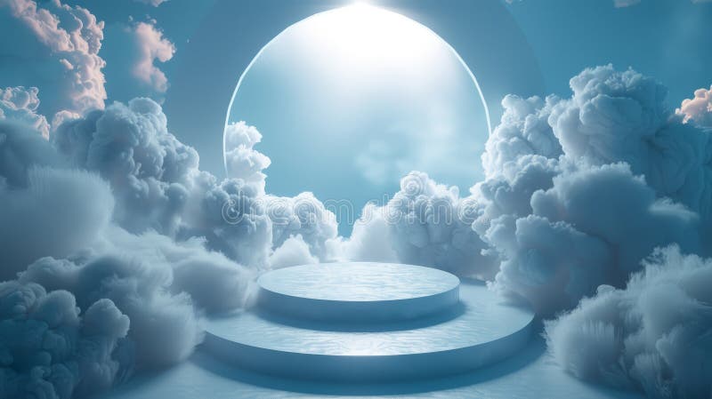 Ethereal Cloud Podium Against a Bright Sky Background Stock Photo ...