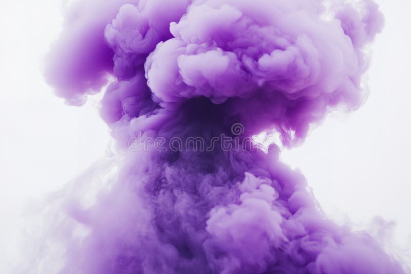 Ethereal Clouds Abstract Violet Ink Explosion Dissolving in White ...