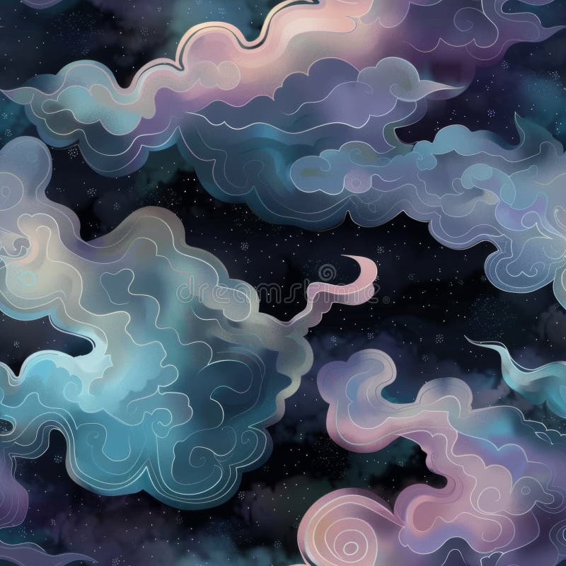 Ethereal Cosmic Clouds in Surreal Space Illustration Stock Image ...