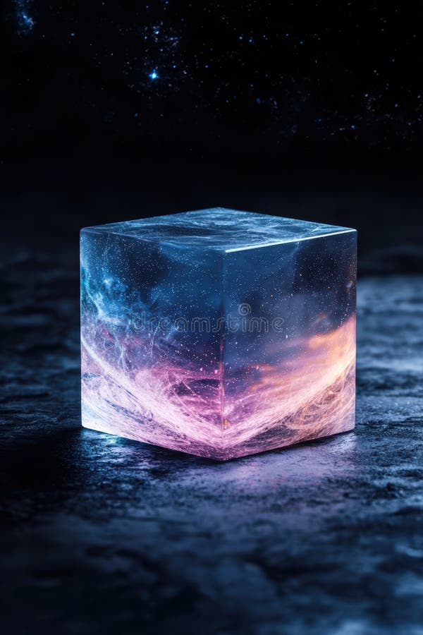 Ethereal Cosmic Cube in Dark Space Stock Illustration - Illustration of ...