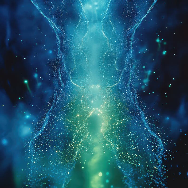 Ethereal Cosmic Swirl with Glowing Particles and Fluid Light Patterns ...