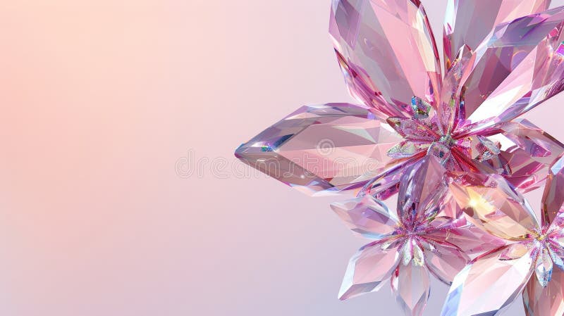 Ethereal Crystal Flower on Pastel Background: Artistic Digital Render ...