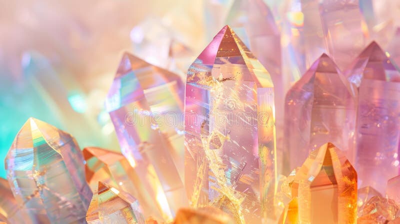 Ethereal Crystal Refraction in Pastel Hues Stock Illustration ...