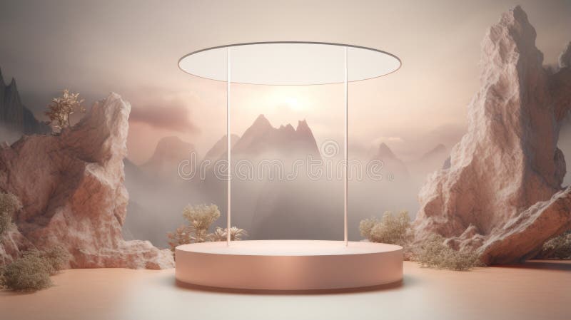 Ethereal 3d Pedestal with a Surreal Backdrop Stock Illustration ...
