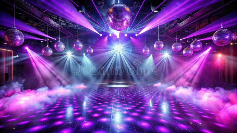 Ethereal Dance Floor with Sparkling Disco Balls and Dramatic Lighting ...