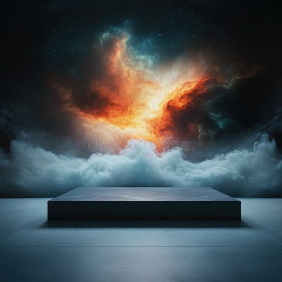 Ethereal Dark Nebula Display Platform: Product Showcase with Dramatic ...