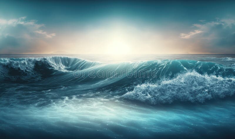 Ethereal Dawn Sea Waves Panorama for Dreamy Backgrounds. Stock ...