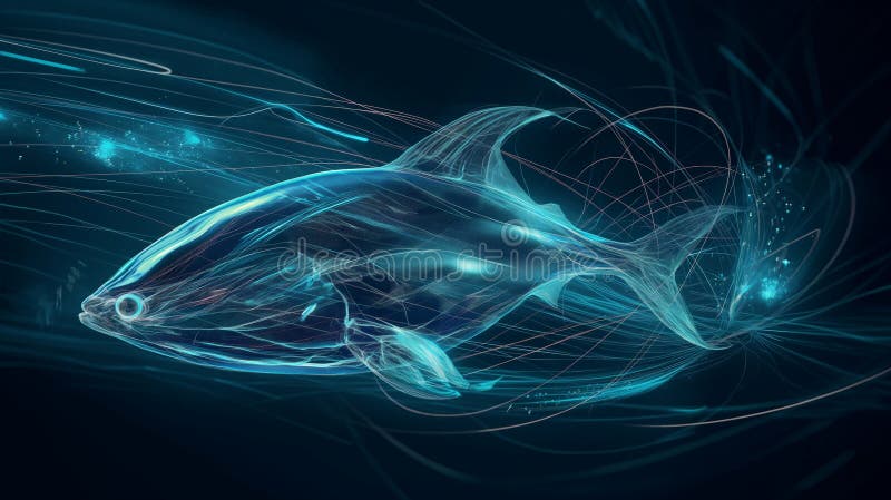 Ethereal Digital Fish in Motion Stock Photo - Image of fantasy ...