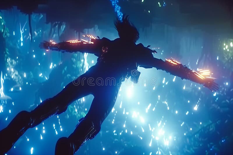 Ethereal Dive into a Neon Abyss Stock Illustration - Illustration of ...