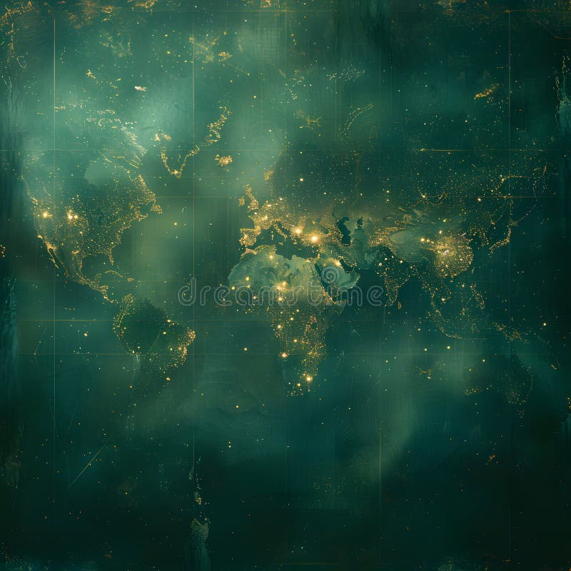 Ethereal Earth: Digital Map on Blank Canvas Stock Illustration ...