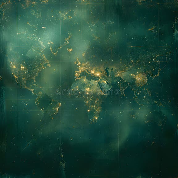 Ethereal Earth: Digital Map on Blank Canvas Stock Illustration ...