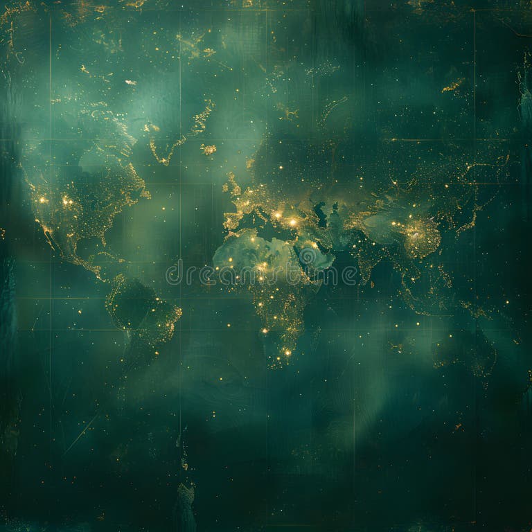 Ethereal Earth: Digital Map on Blank Canvas Stock Illustration ...