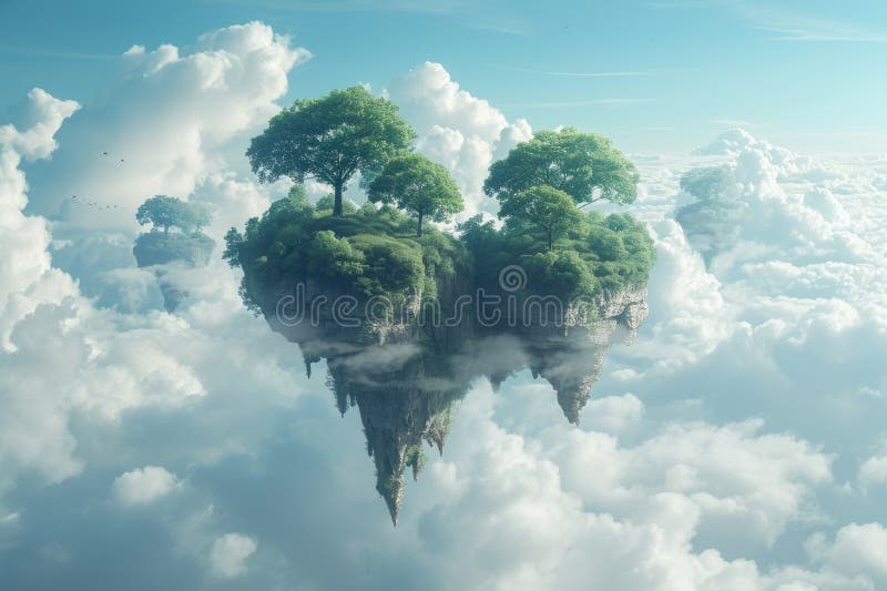 Ethereal Eden: Floating Islands in the Void Stock Illustration ...