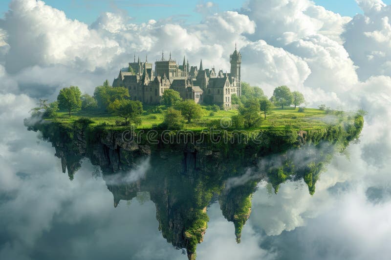 Ethereal Eden: Floating Islands in the Void Stock Illustration ...