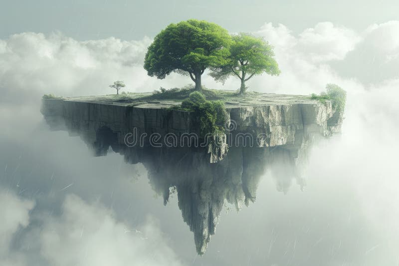 Ethereal Eden: Floating Islands in the Void Stock Illustration ...