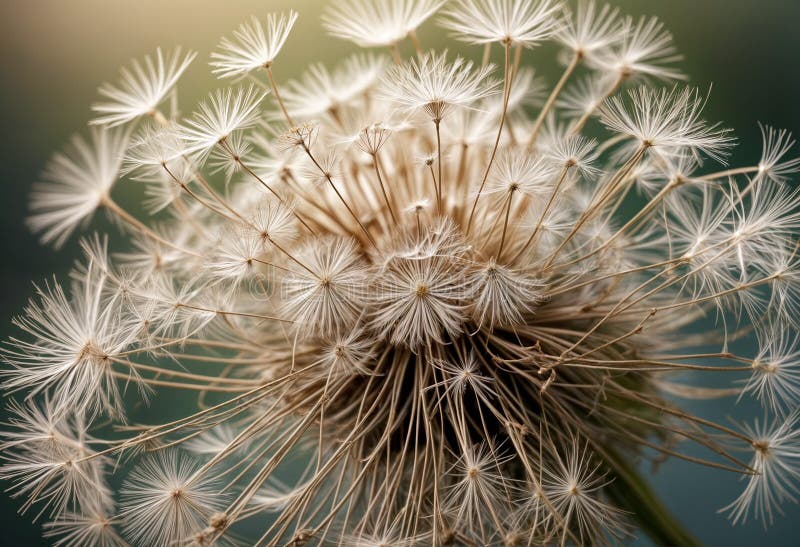 Ethereal Elegance of a Dandelions Seed Head, Adorned with Its Intricate ...