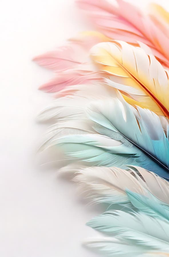 Ethereal Feather-like Textures in Soft Pastel Sunrise Hues Background ...
