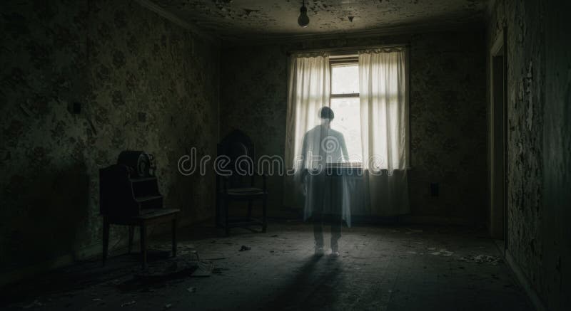 Ethereal Figure in an Abandoned Room Stock Illustration - Illustration ...