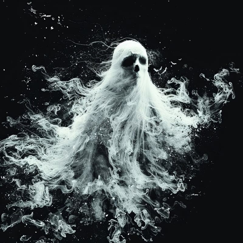 Ethereal Figure Shrouded in Wispy Mist Against a Dark Backdrop Stock ...