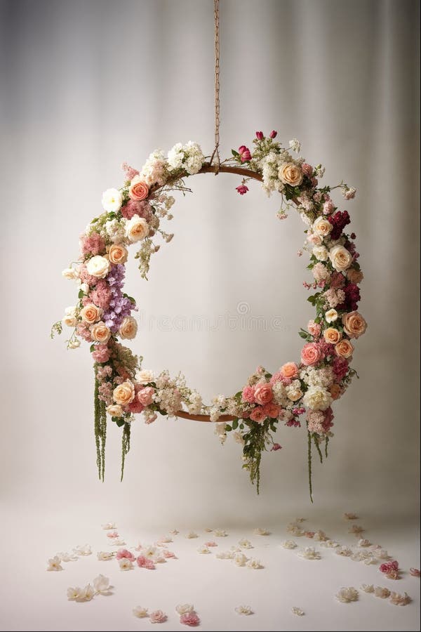 Ethereal Flower Wreath with Gentle Petals Stock Image - Image of soft ...