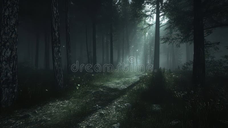 Ethereal Forest Path Mist Shadow Whispering Woods Stock Photos - Free ...