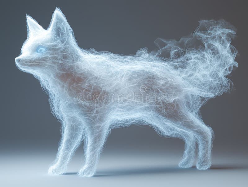 Ethereal Fox Spirit with Glowing Eyes. Stock Illustration ...