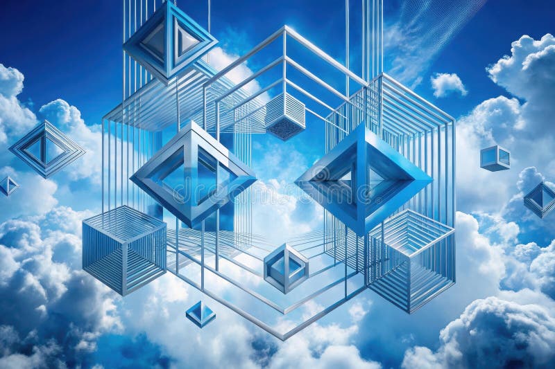 Ethereal Geometric Structures Suspended in a Serene Sky, a Vision of ...