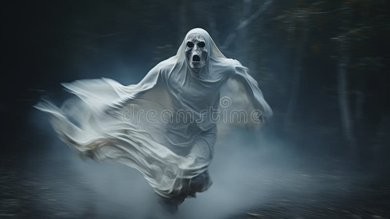 Ethereal Ghost Running through Enchanted Forest Stock Illustration ...