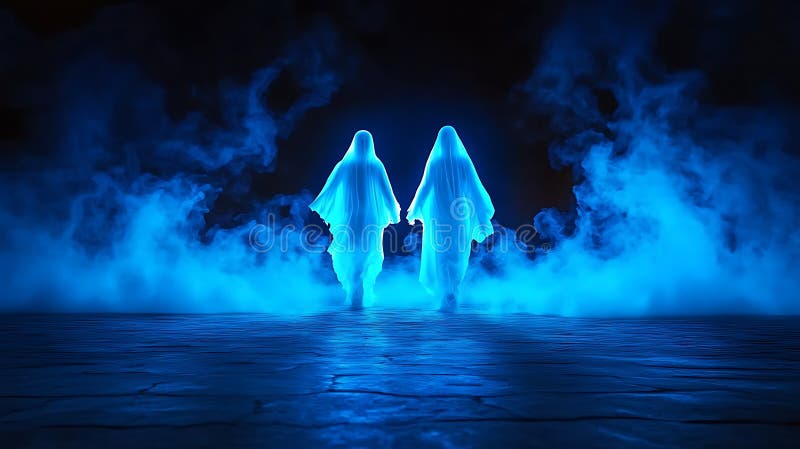 Ethereal Ghosts Floating in Dark Graveyard Atmosphere Stock ...