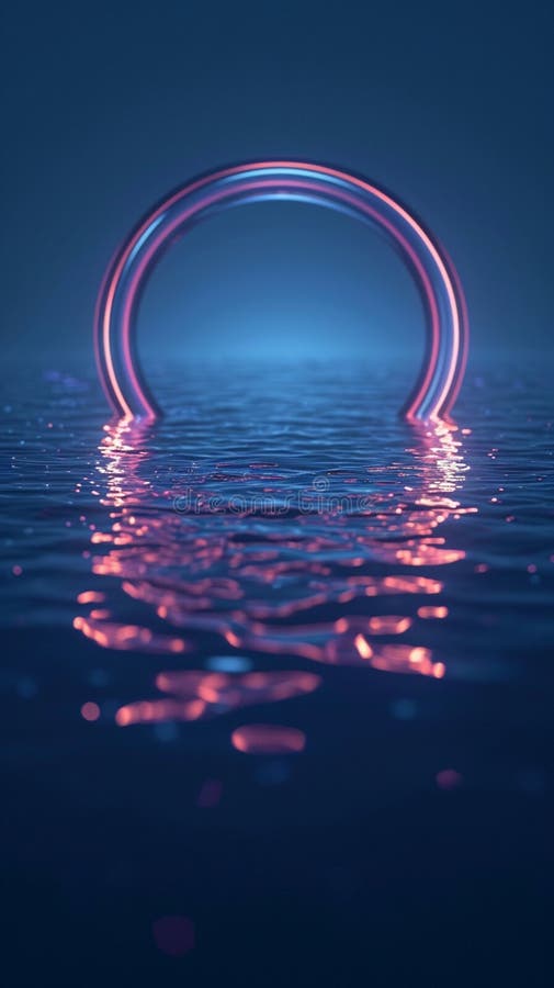 Ethereal Glow Water Surface with Illuminated Light, Rendered in 3D ...
