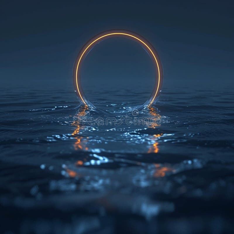 Ethereal Glow Water Surface with Illuminated Light, Rendered in 3D ...