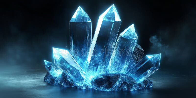 Ethereal Glowing Blue Crystal Stone Background with Mystical ...