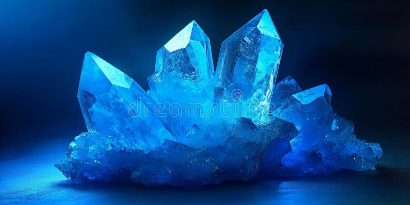 Ethereal Glowing Blue Crystal Stone Background Mystical Translucent ...