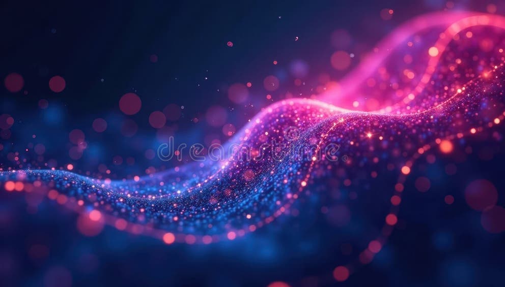 Ethereal Glowing Data Wave Surging through Complex Network, Tech, Pulse ...