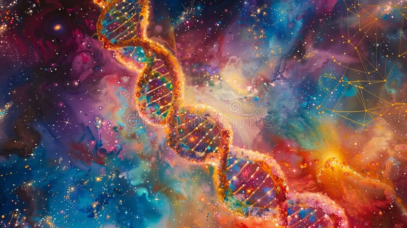 Ethereal Glowing DNA Helix, Sacred Geometric Patterns, Gracefully ...