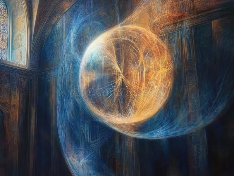 Ethereal Glowing Sphere in Gothic Interior Stock Image - Image of ...