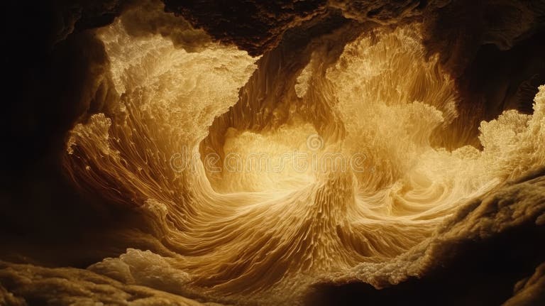 Ethereal Gold Abstract Waves of Light and Shadow in a Textured ...