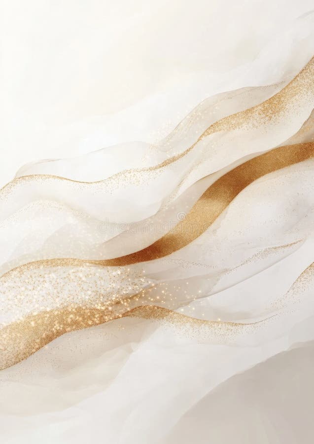 Ethereal Gold Ribbon on Soft White Background with Shimmering Texture ...