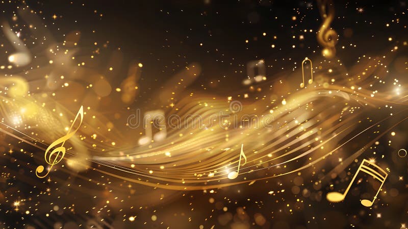 Ethereal Golden Music Notes Floating in a Shimmering Abstract Space ...