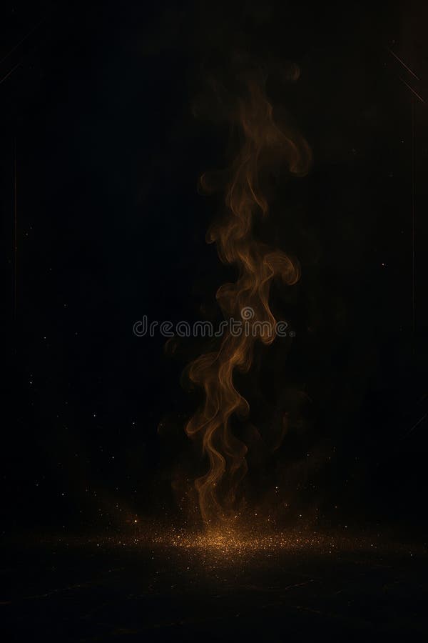 Ethereal Golden Smoke Rises from Glowing Embers in Dark Void Stock ...