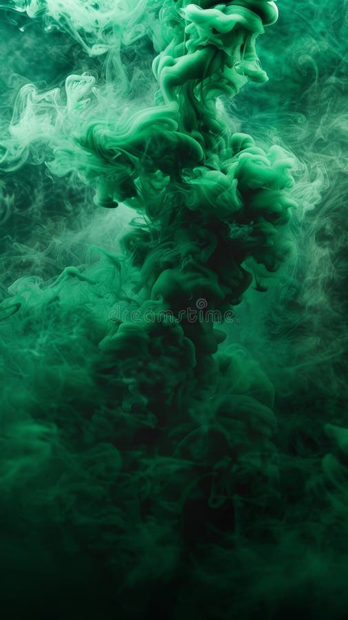 An Ethereal Green Smoke Pattern Floating Against a Black Void, Perfect ...