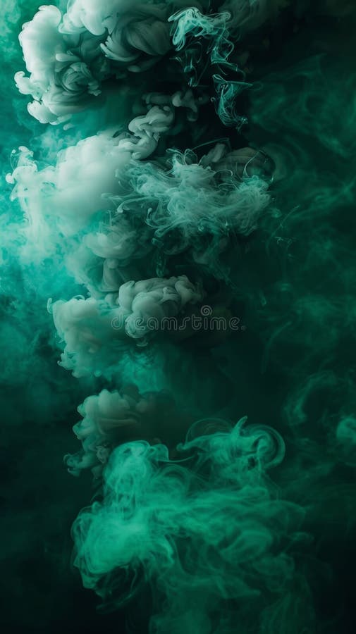 An Ethereal Green Smoke Pattern Floating Against a Black Void, Perfect ...
