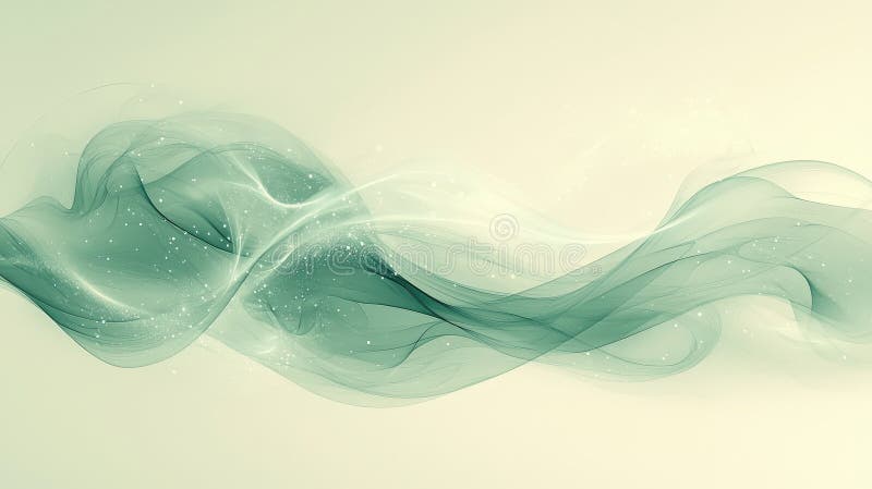 Ethereal Green Waves Flowing on Soft Background with Sparkles and Light ...