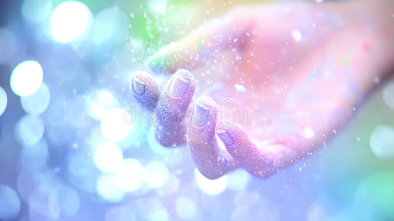 Ethereal Hand Reaching into Colorful Sparkling Light Stock Photo ...