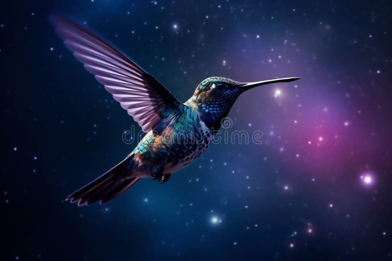 Ethereal Hummingbird among the Stars (AI Generated) Stock Image - Image ...