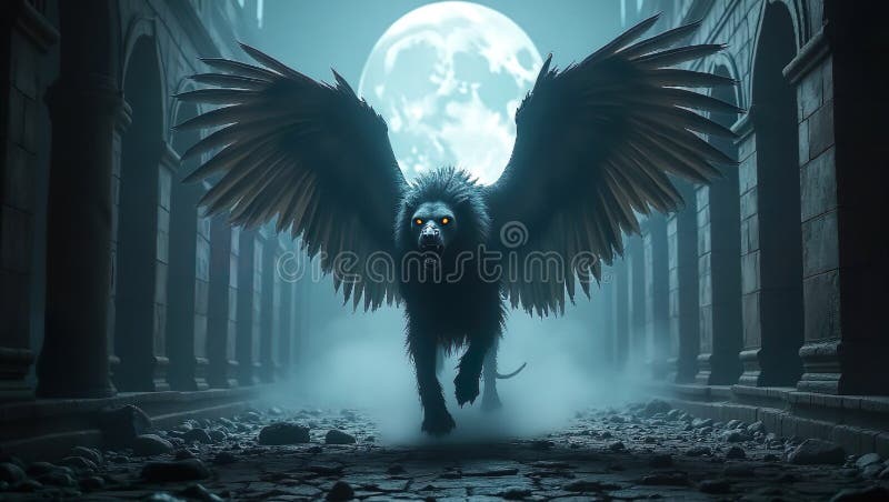 The Ethereal Hunter: Griffonwraith S Watch Stock Illustration ...