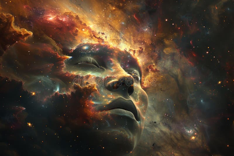 Cosmic Dreamscape with Human Features Stock Image - Image of ...