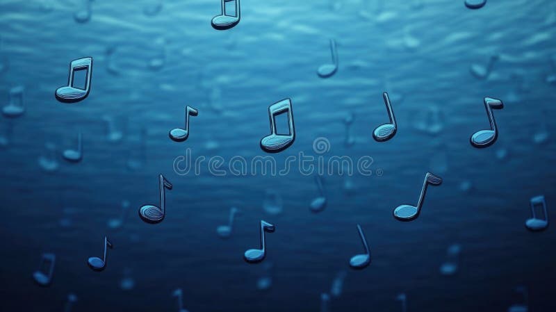 Underwater Music Notes Blue Ocean Background Abstract Melody Stock ...