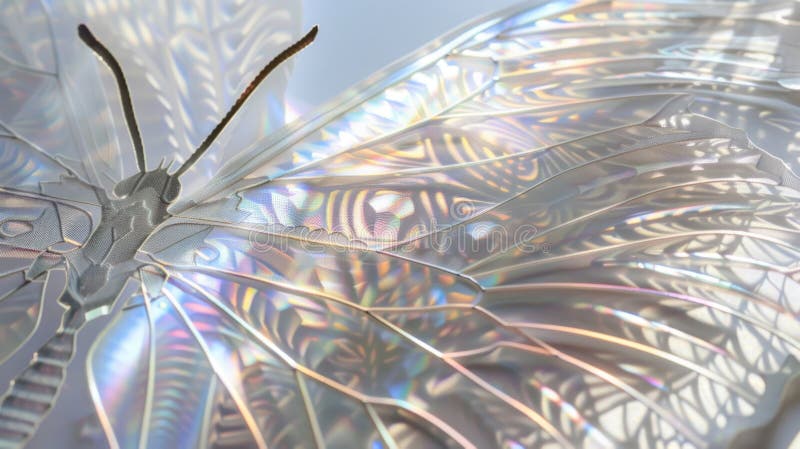 Ethereal Iridescent Butterfly on Reflective Surface Stock Image - Image ...